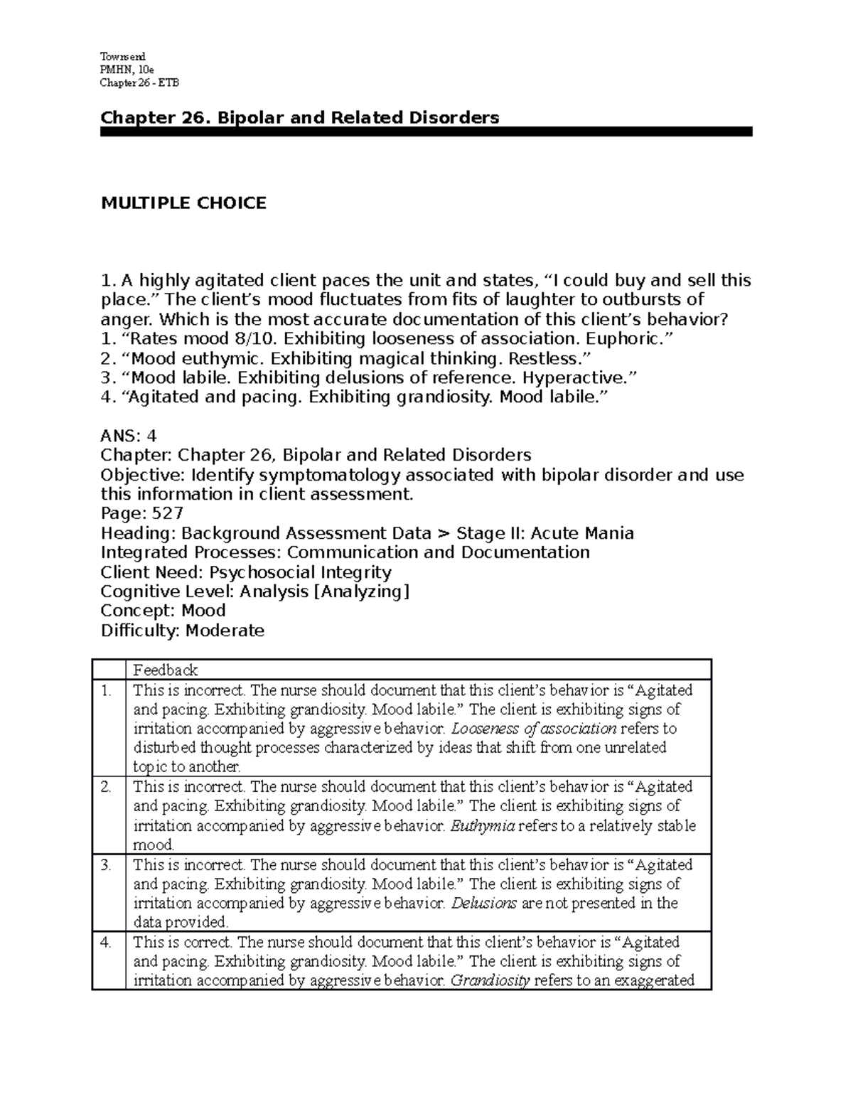 MH Chapters 26 24 23 - Practice questions - PMHN, 10e Chapter 26 - ETB ...