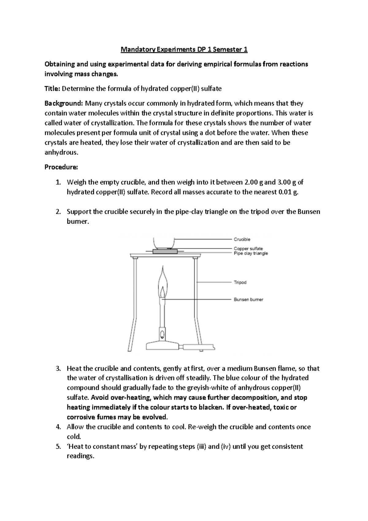 Mandatory Labs DP 1 Semester 1 - Mandatory Experiments DP 1 Semester 1 ...