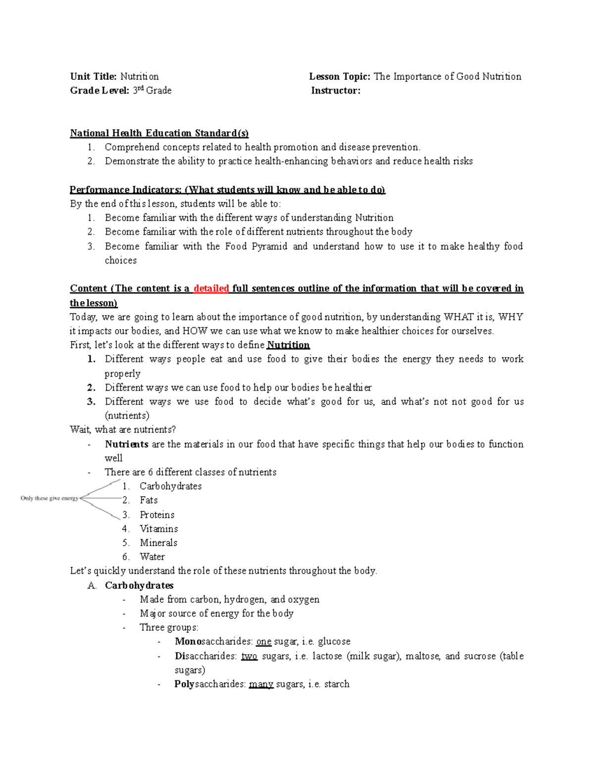 Unit Title Nutrition - An assignment requiring the construction of ...
