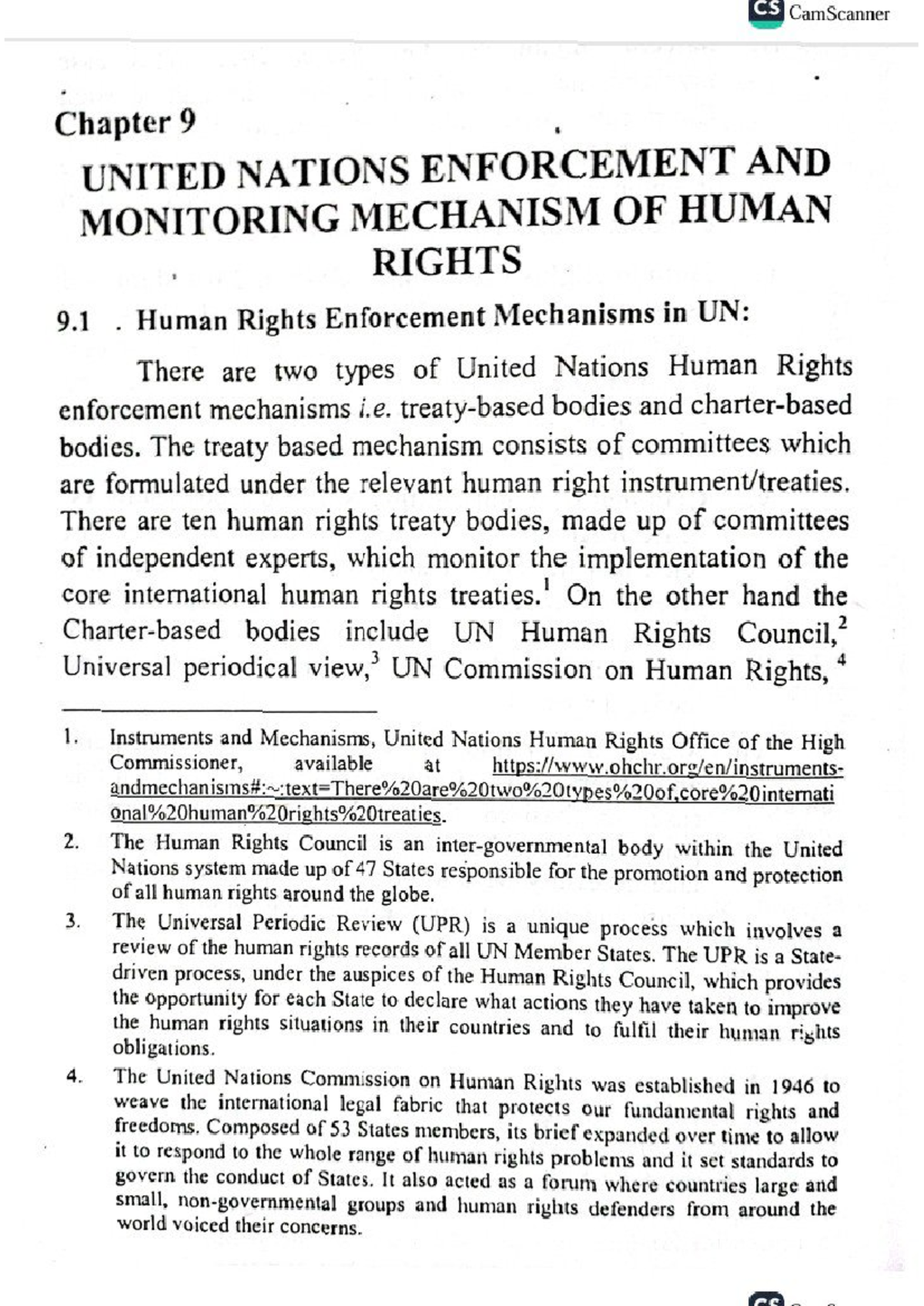 Role Of UN - These notes are related to human rights law - CS Chapter 9 ...