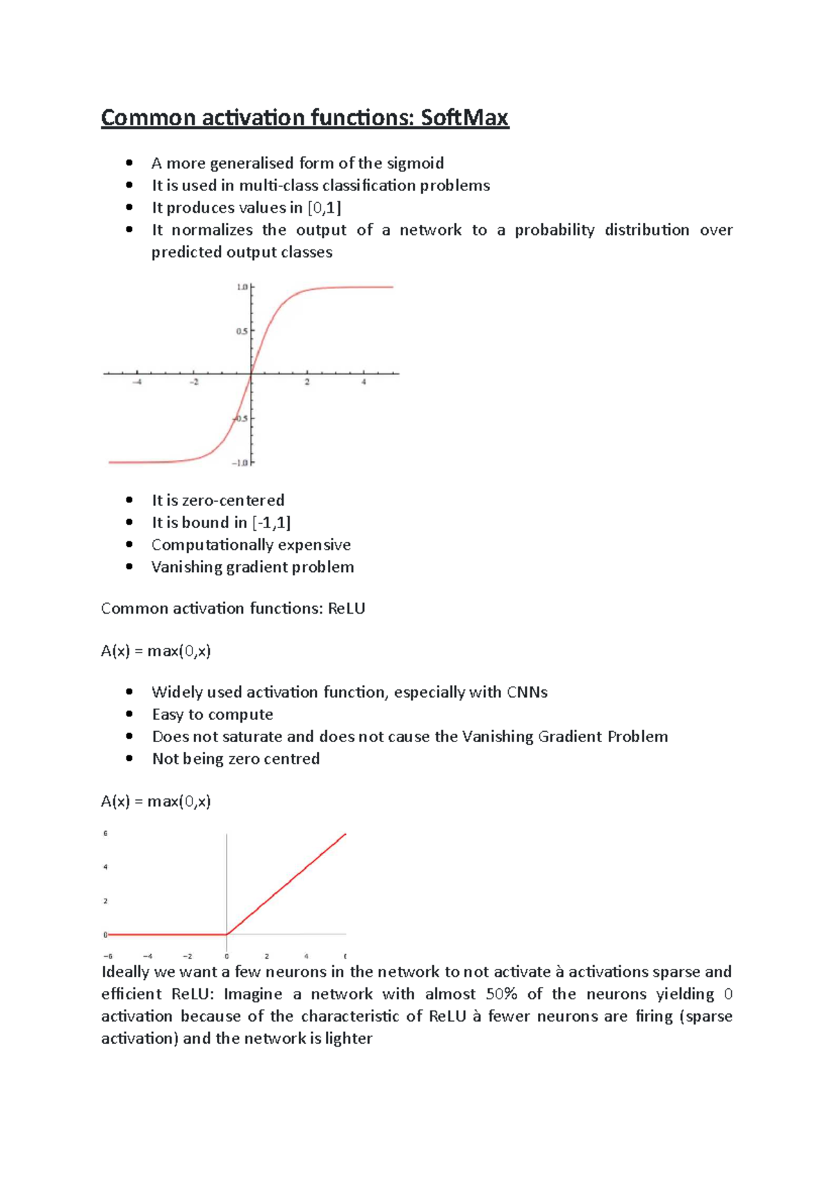 Common activation functions- Soft Max - ELEE1149 - GRE - Studocu