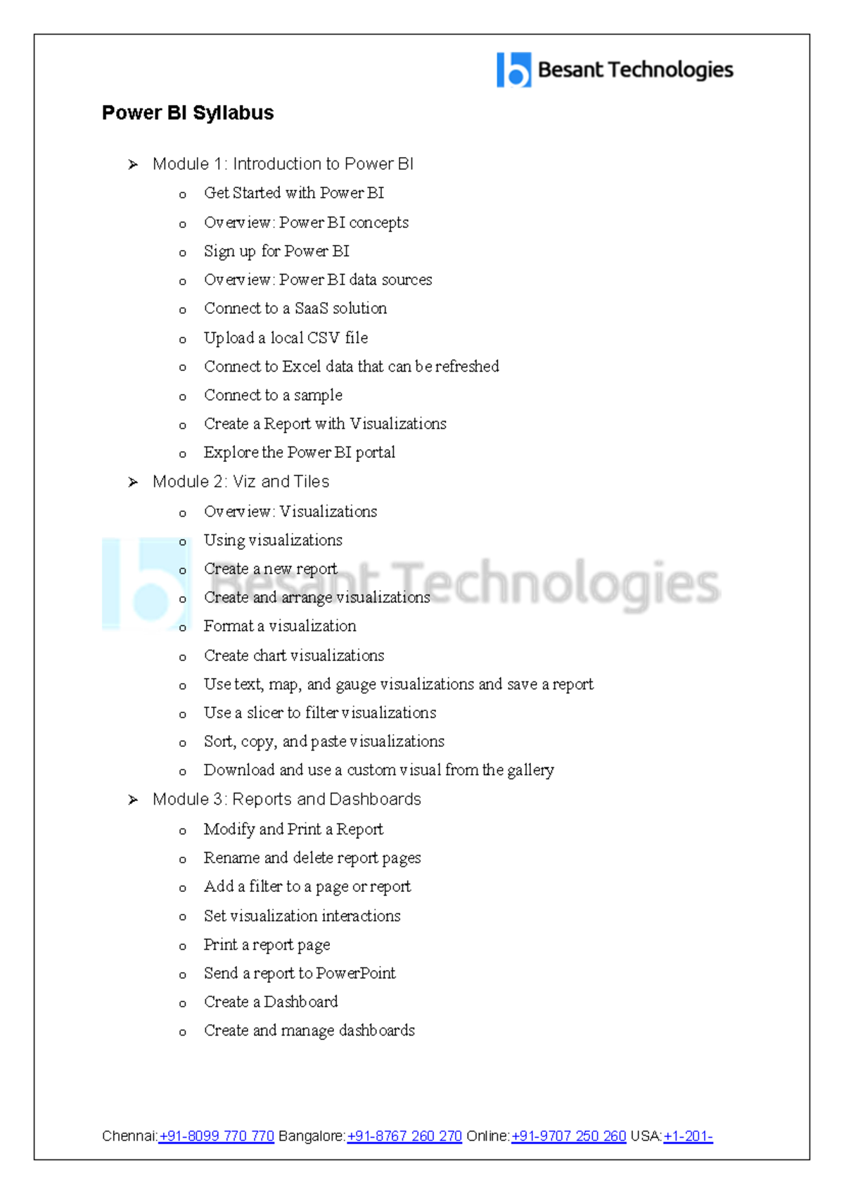 Power-bi-syllabus - Nkdifjfuf - Chennai:+91-8099 770 770 Bangalore:+91 ...