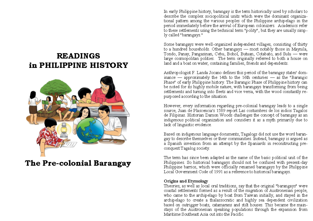 Barangay - ddad - READINGS in PHILIPPINE HISTORY The Pre-colonial ...
