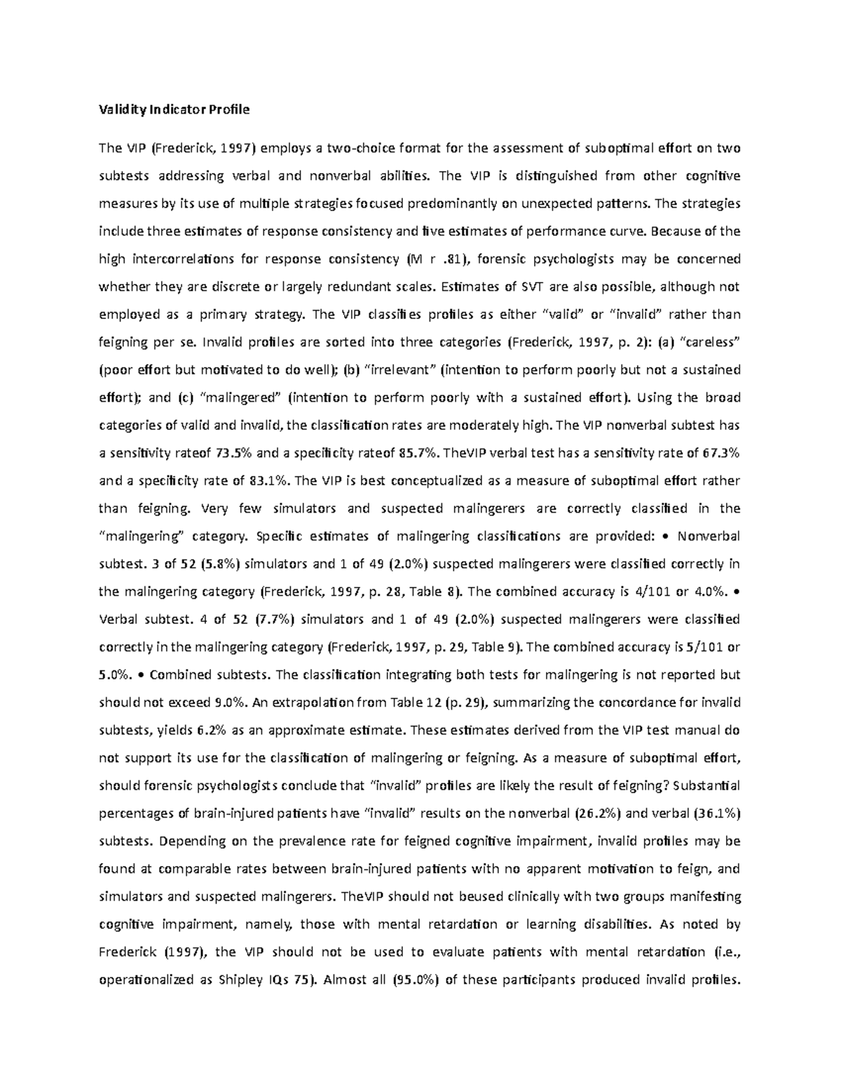 Validity Indicator Profile - The VIP is distinguished from other ...