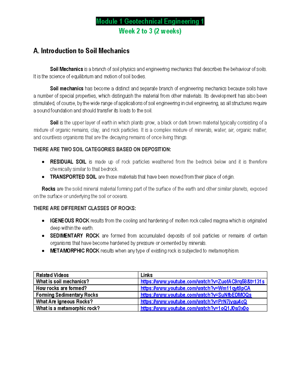 Module 1 Introduction Soil Mechanics - Geotechnical Stability - PUP - Studocu
