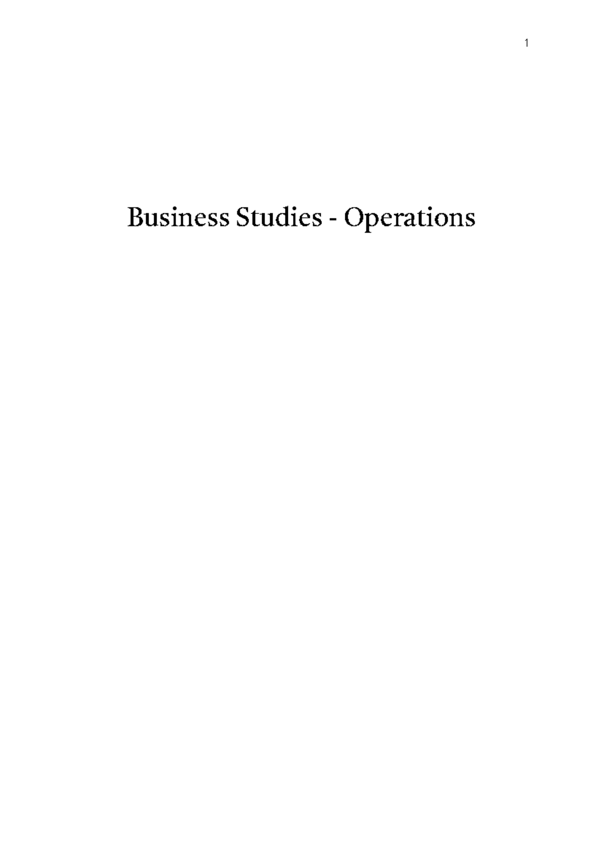 HSC Study Note Business Studies Operations - Business Studies ...