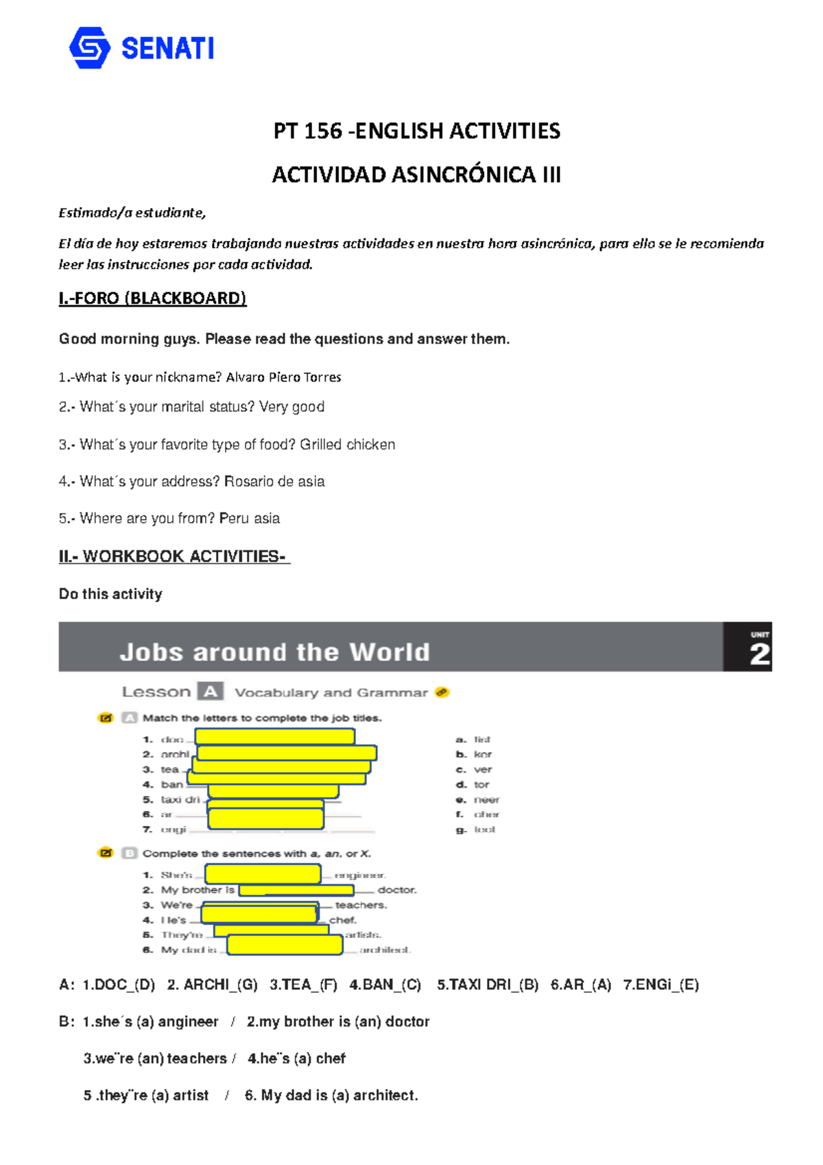 PT 156 English Activities- 3 Clase Asincrónica - PT 156 -ENGLISH ...