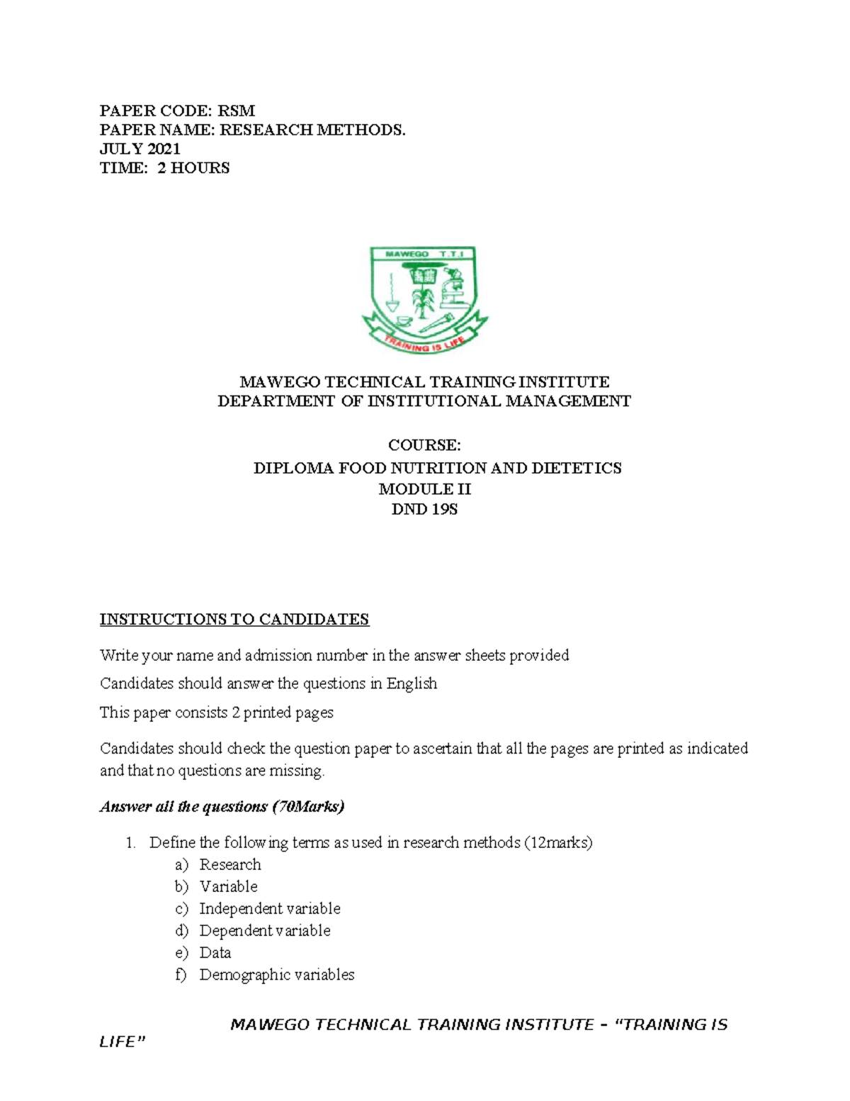 Research Methods - Summary Dip - Human Resource Management - PAPER CODE ...