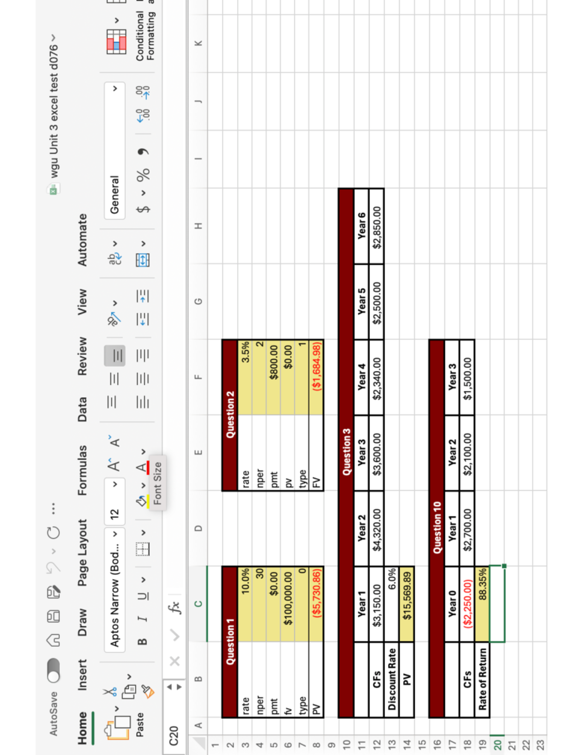 Unit 3 Test Excel D076 - D076 - Studocu