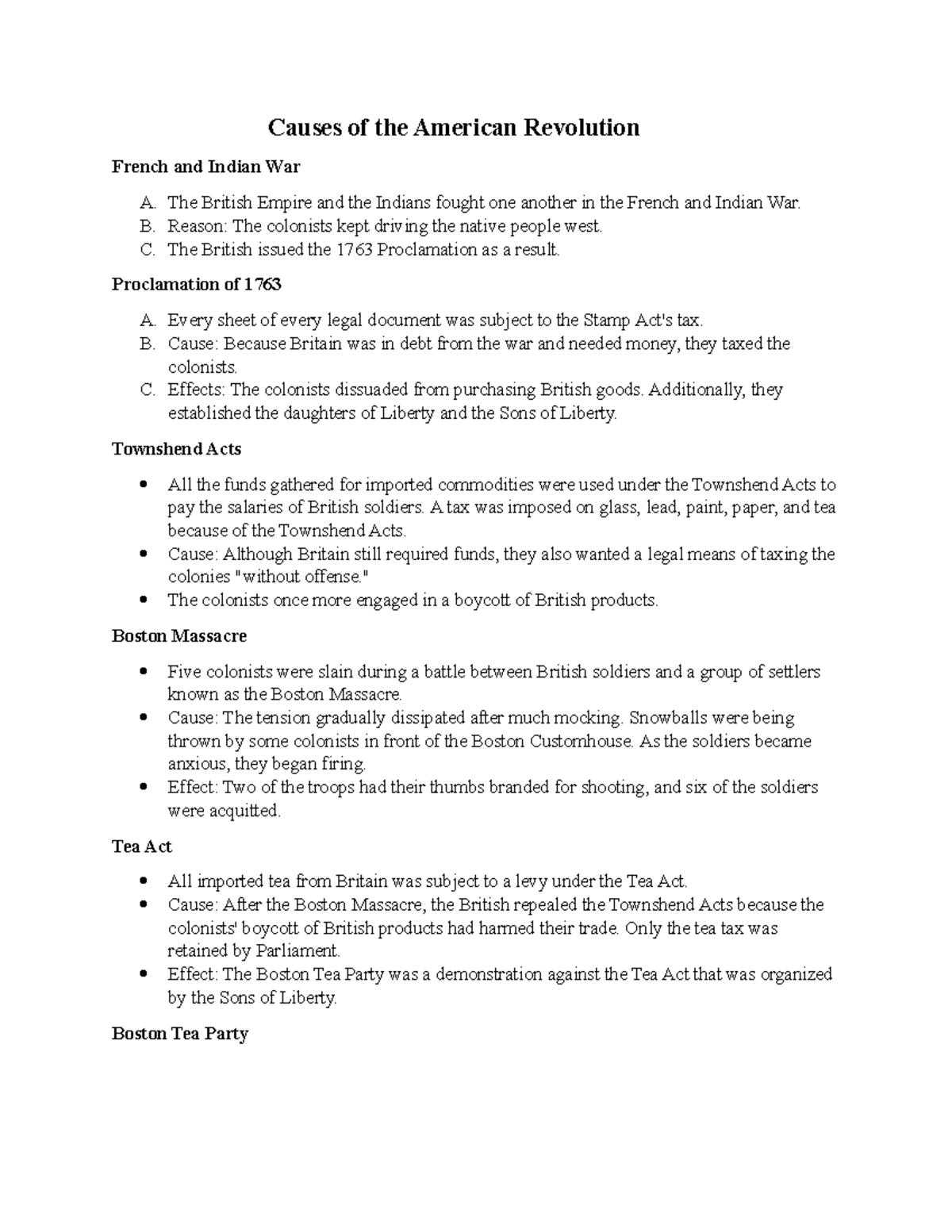 Causes of the American Revolution - The British Empire and the Indians ...