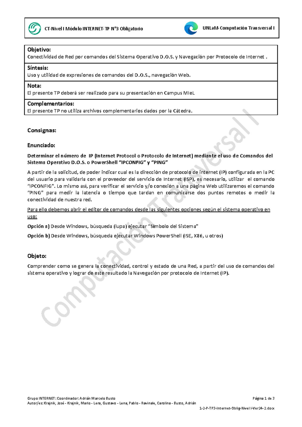 1-2-P-TP3-Internet-Oblig-Nivel-I-Ver24-2 - CT-Nivel I Módulo INTERNET-TP N° 3 Obligatorio ...
