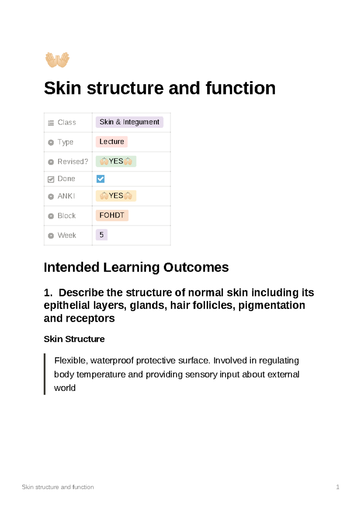 Skin structure and function - Skin structure and function Class Skin ...
