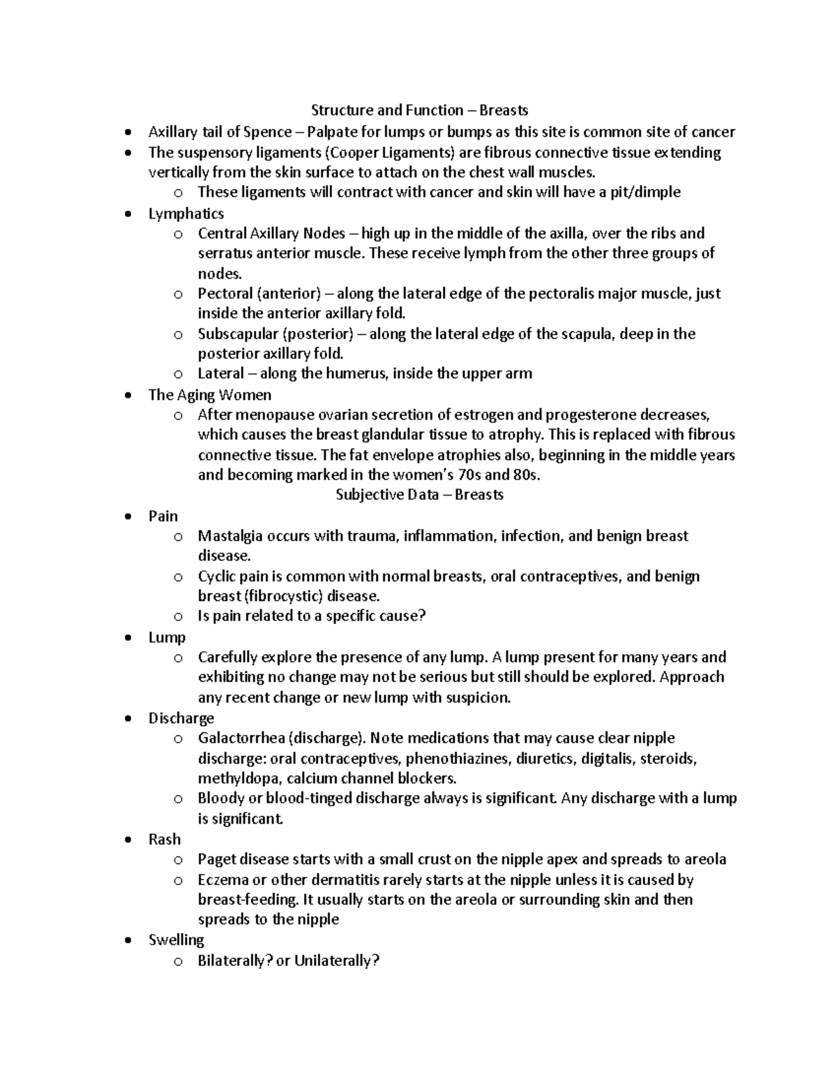 Breast Structure and Function - Studocu
