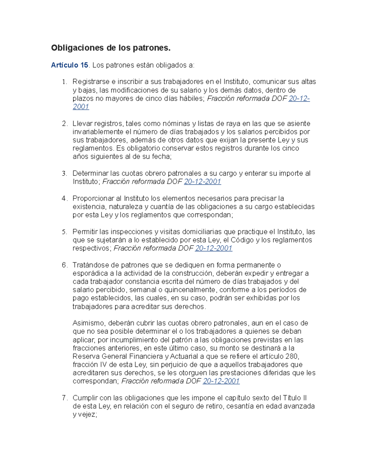 Actividad 1 -Obligaciones de patrones y regímenes de la LSS ...