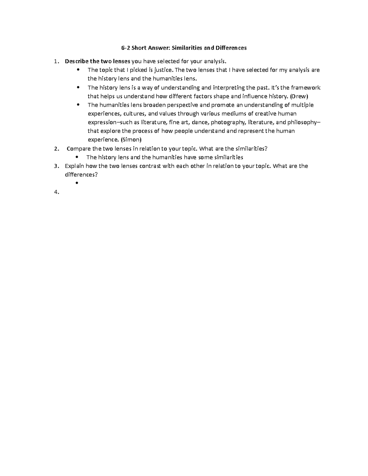 6-2 short answers - 6-2 Short Answer: Similarities and Differences ...