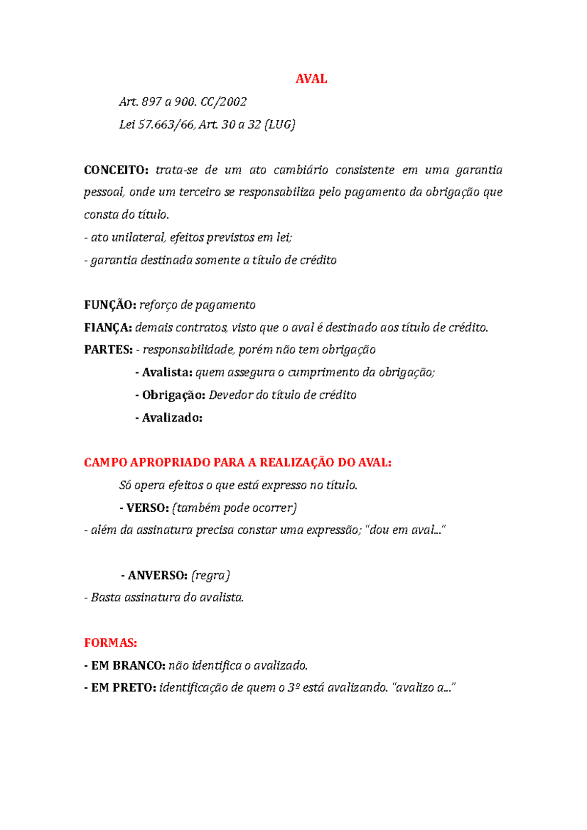 AVAL - Resumo, anotações, conceitos e exemplos sobre AVAL - na área do ...