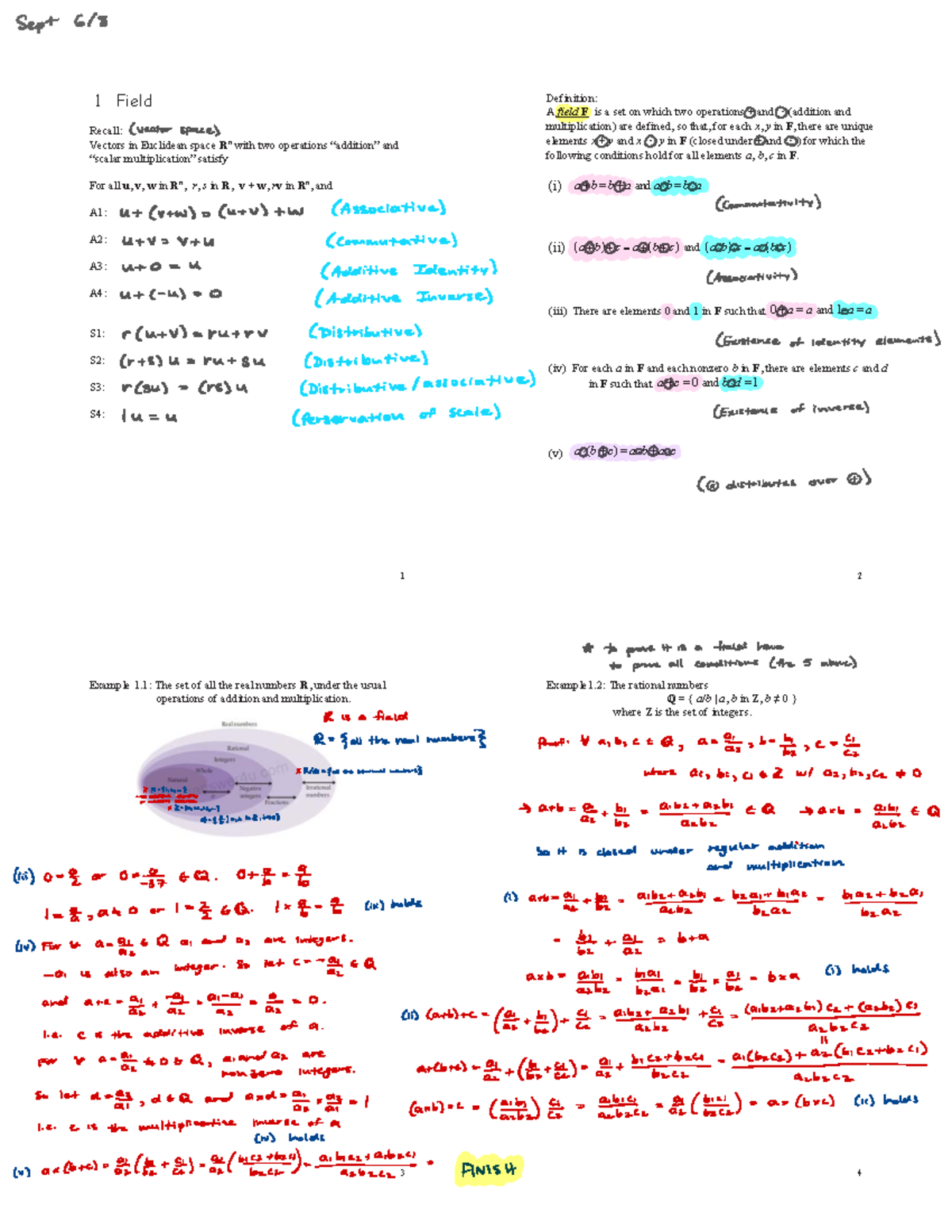 Lecture 1- Field - Lin alg notes 2021-22 from uoft - 1 Field 5HFDOO ...