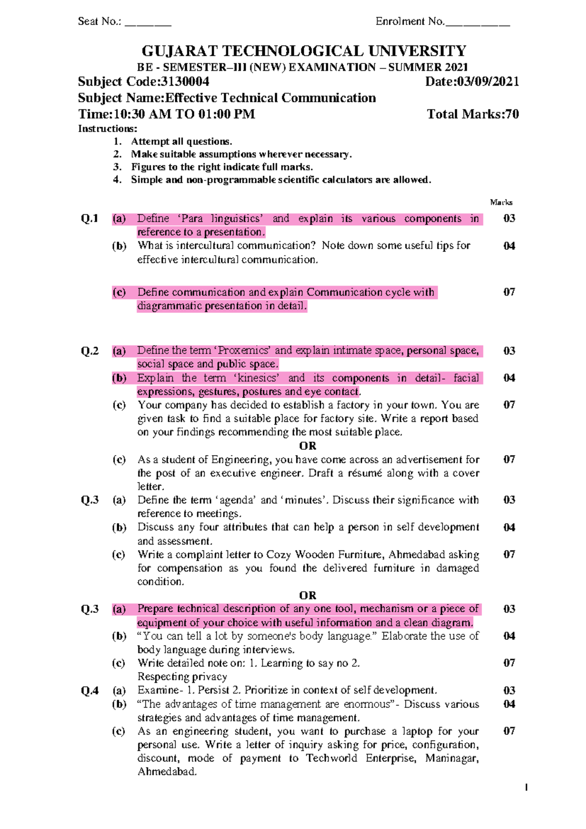 S21 3130004 - gtu etc paper - 1 Seat No.: ________ Enrolment No.___________ GUJARAT ...