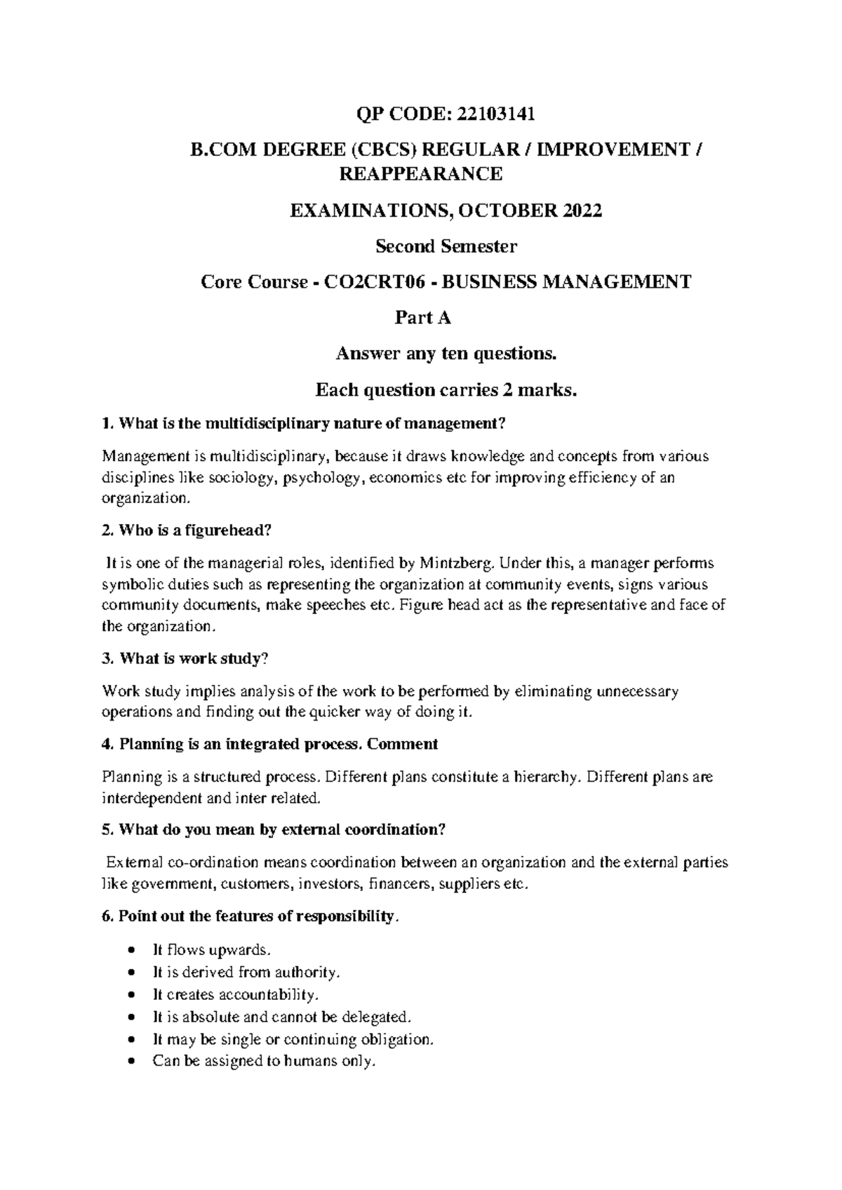 22103141 Business Management questions and answers October 2022 - QP ...