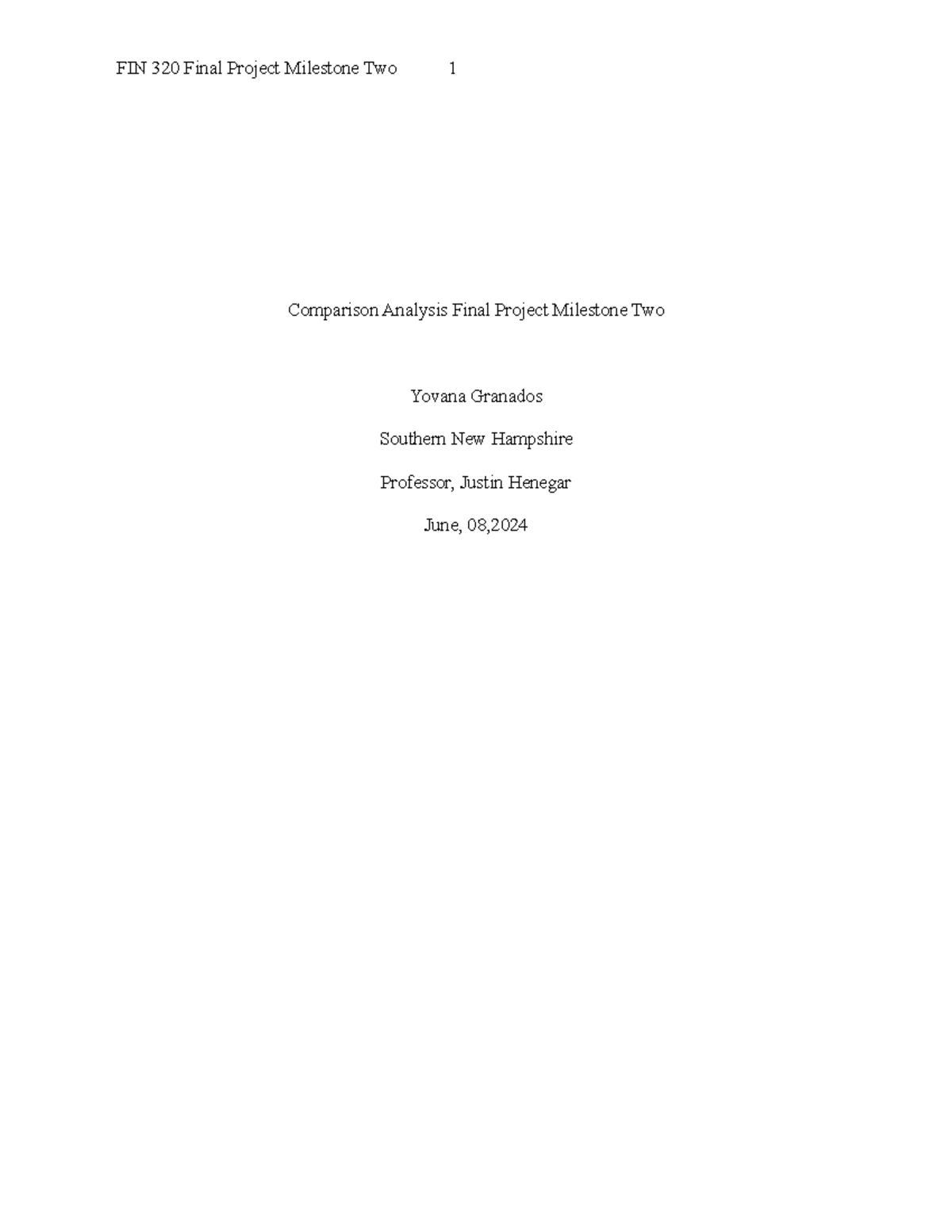 Fin-320 project two - Comparison Analysis Final Project Milestone Two ...