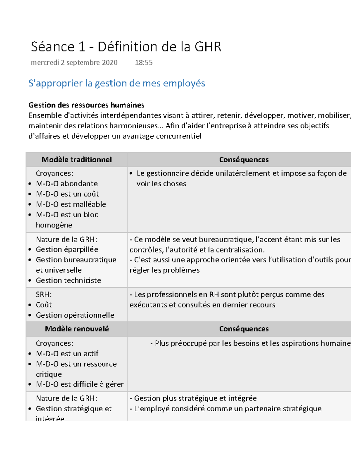 Séance 1 - Définition de la GRH - Warning: TT: undefined function: 32 Warning: TT: undefined ...