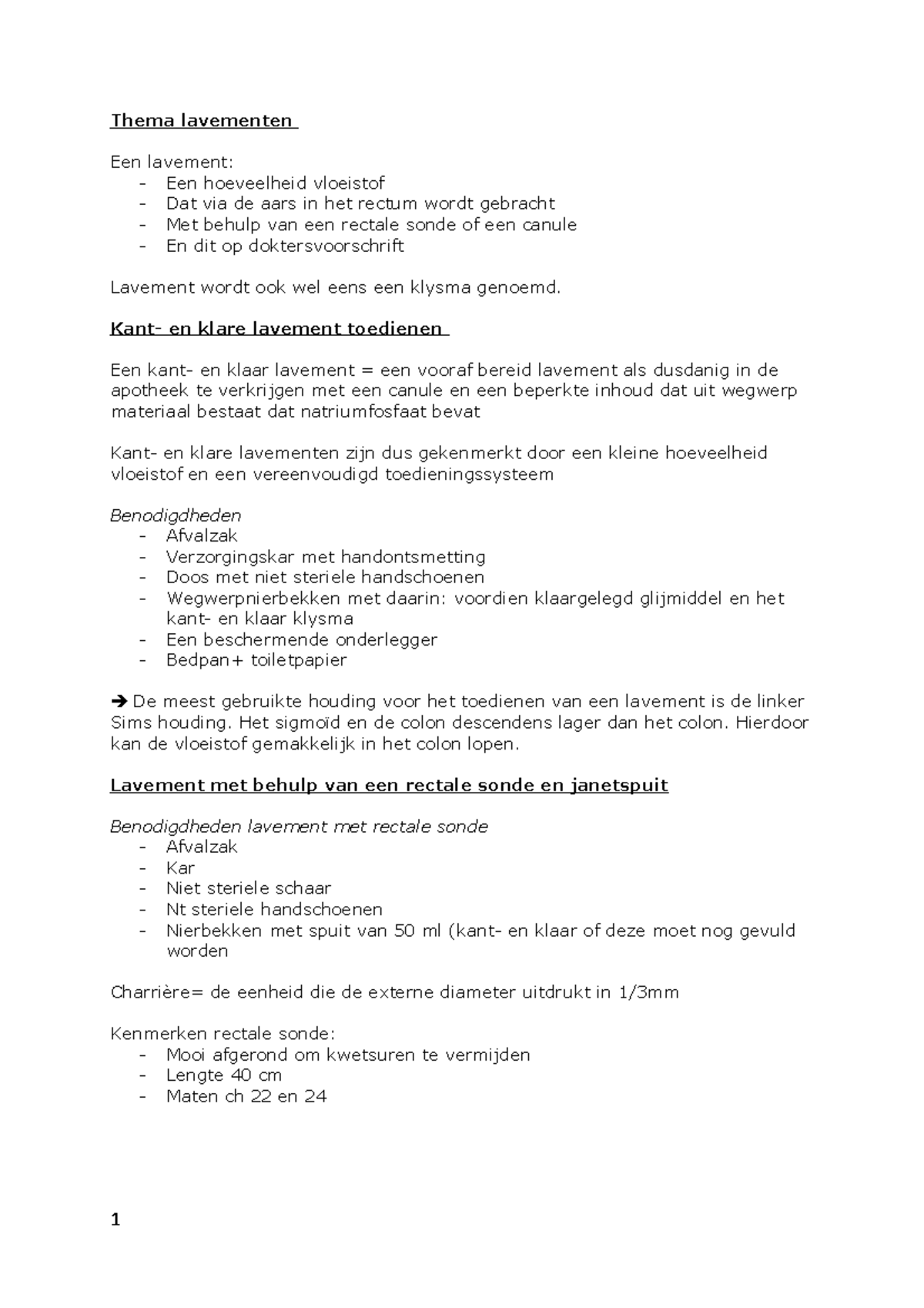 Lavementen methodiek 2 - Thema lavementen Een lavement: - Een ...