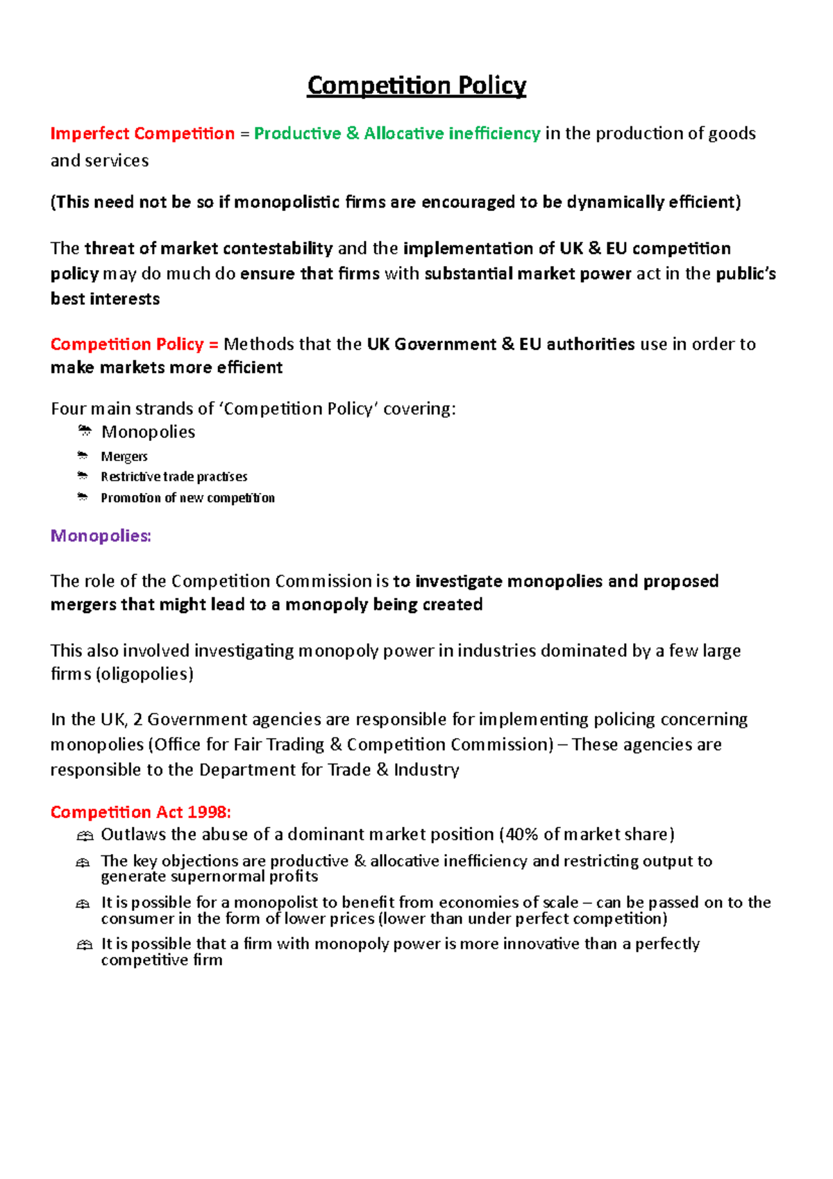 Economics - Competition Policy - Competition Policy Imperfect ...
