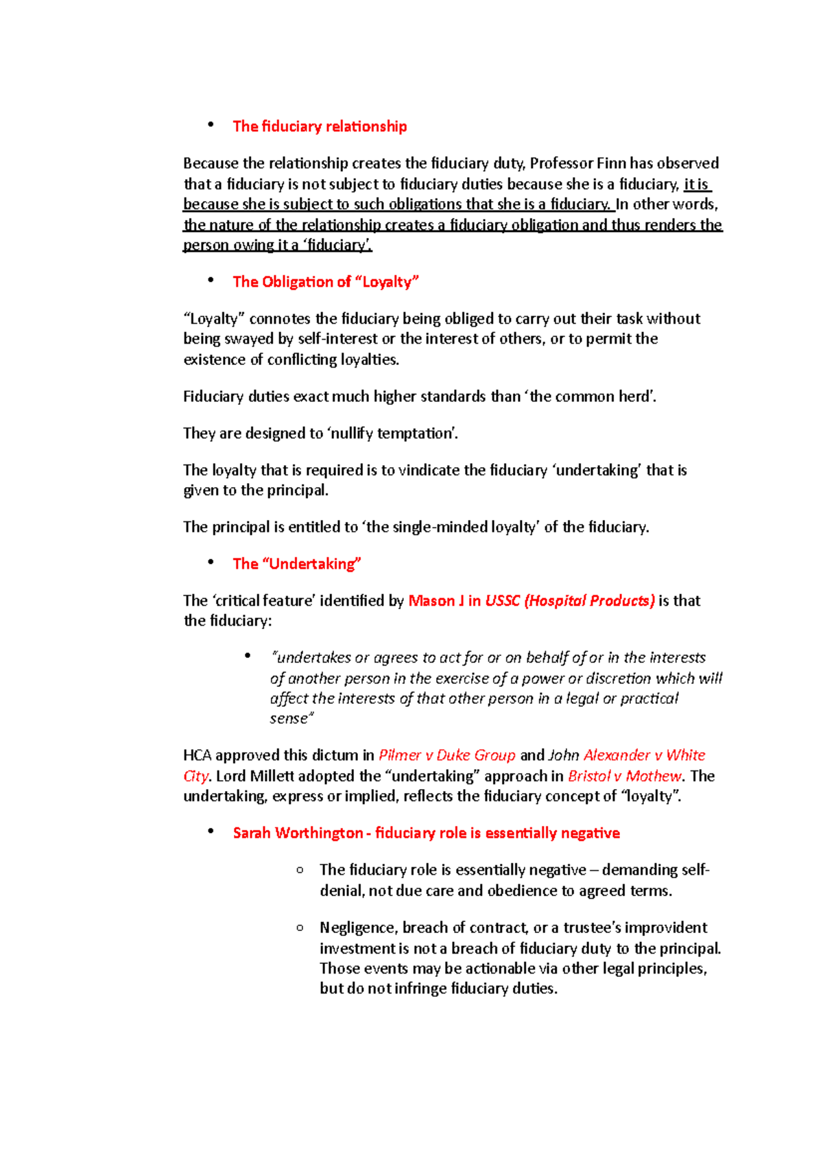 The fiduciary relationship - The fiduciary relationship Because the ...