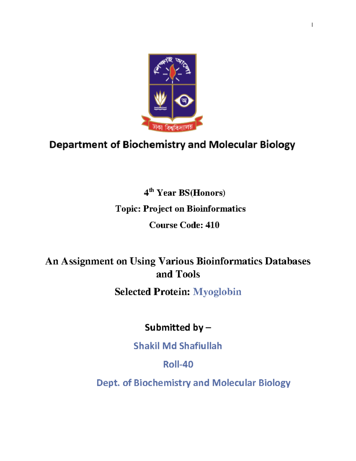 Using Various Bioinformatics Databases 3 Of Biochemistry And