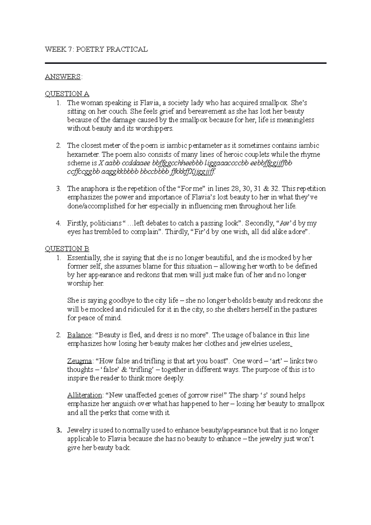 Week 7 Poetry Practical Worksheet - WEEK 7: POETRY PRACTICAL ANSWERS ...