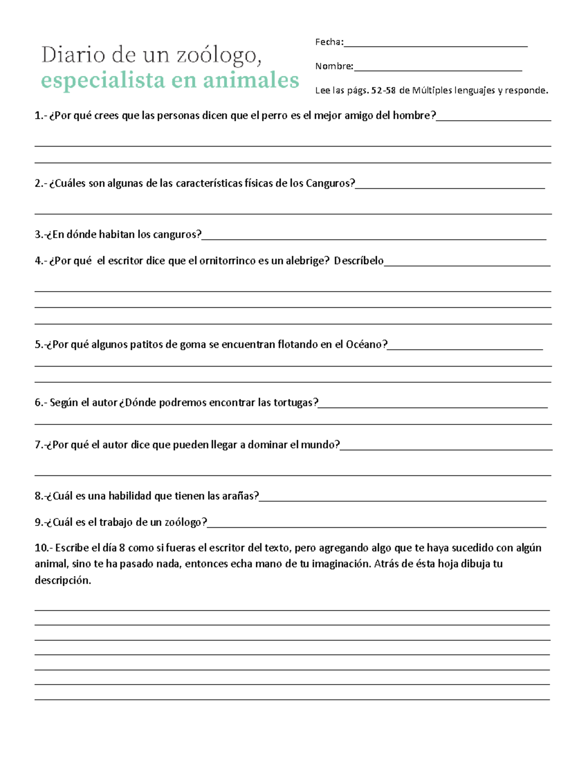 Diario de un zoológico - Fecha ...