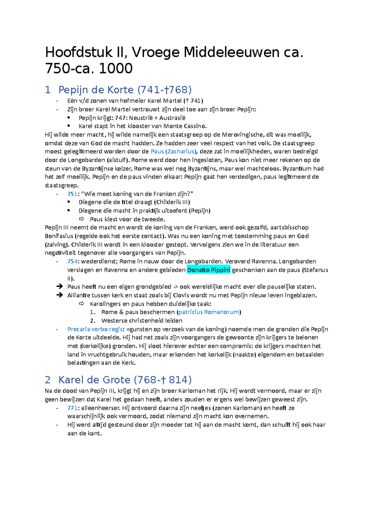 Hoofdstuk II vroege middeleeuwen - 750-ca. 1000 1 Pepijn de Korte (741 ...