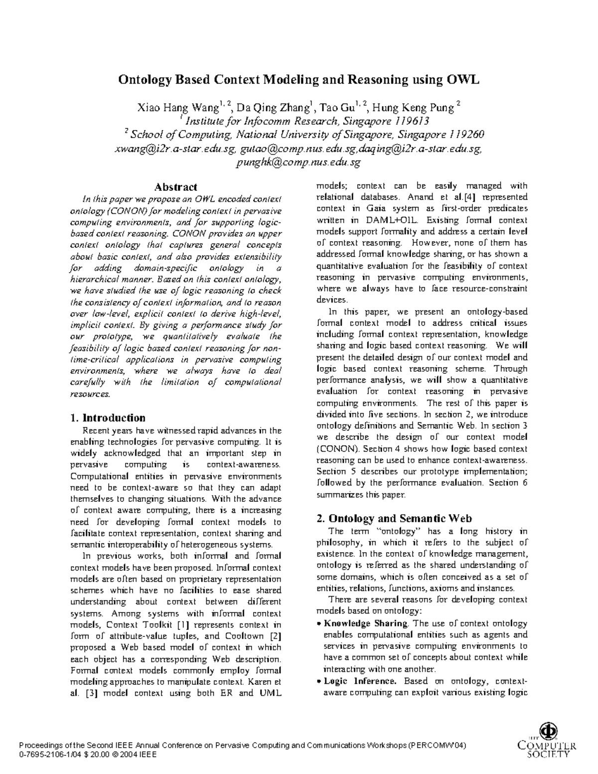 Ontology Based Context Modeling And Reasoning Using Owl Ontology Based Context Modeling And