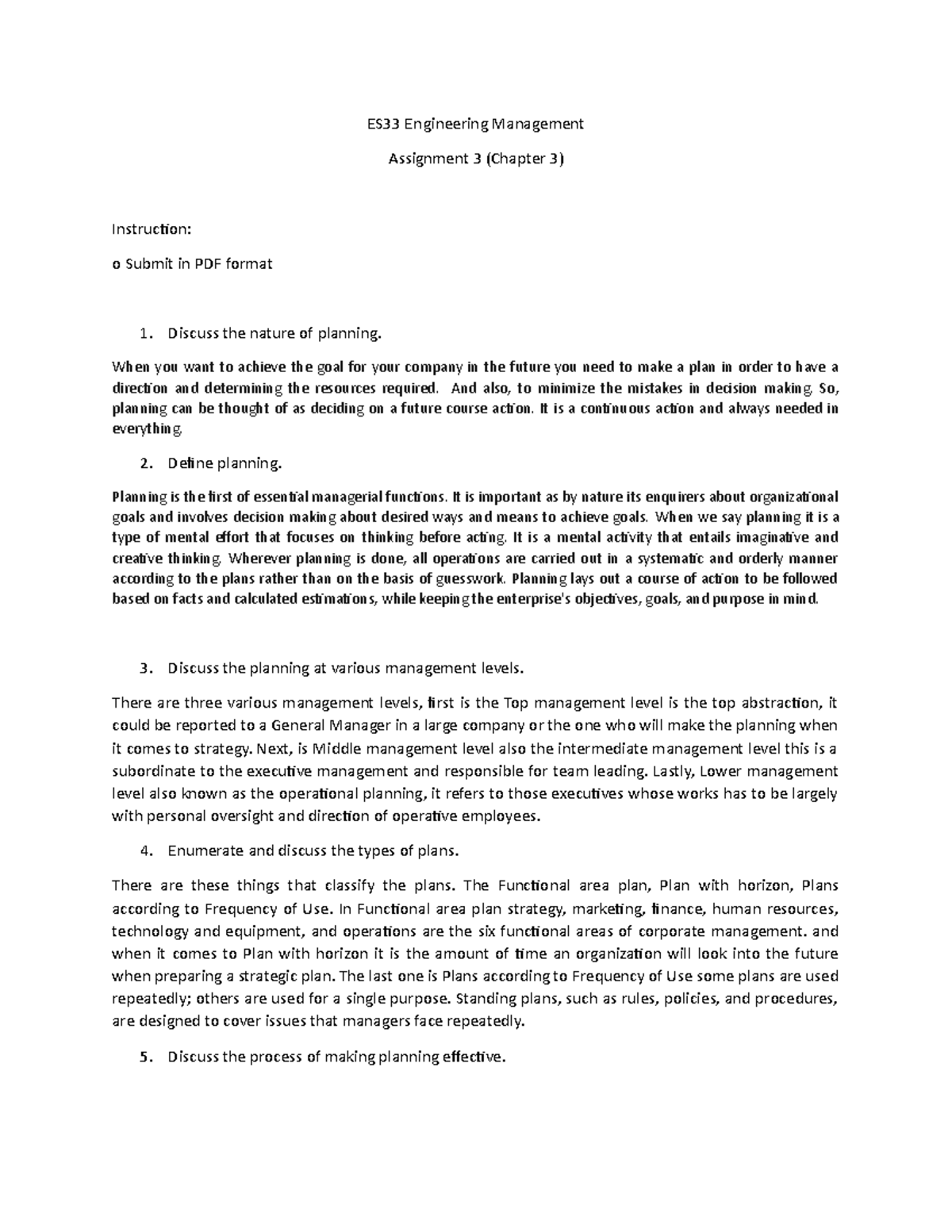 Assignment 3 - ES33 Engineering Management - ES33 Engineering ...