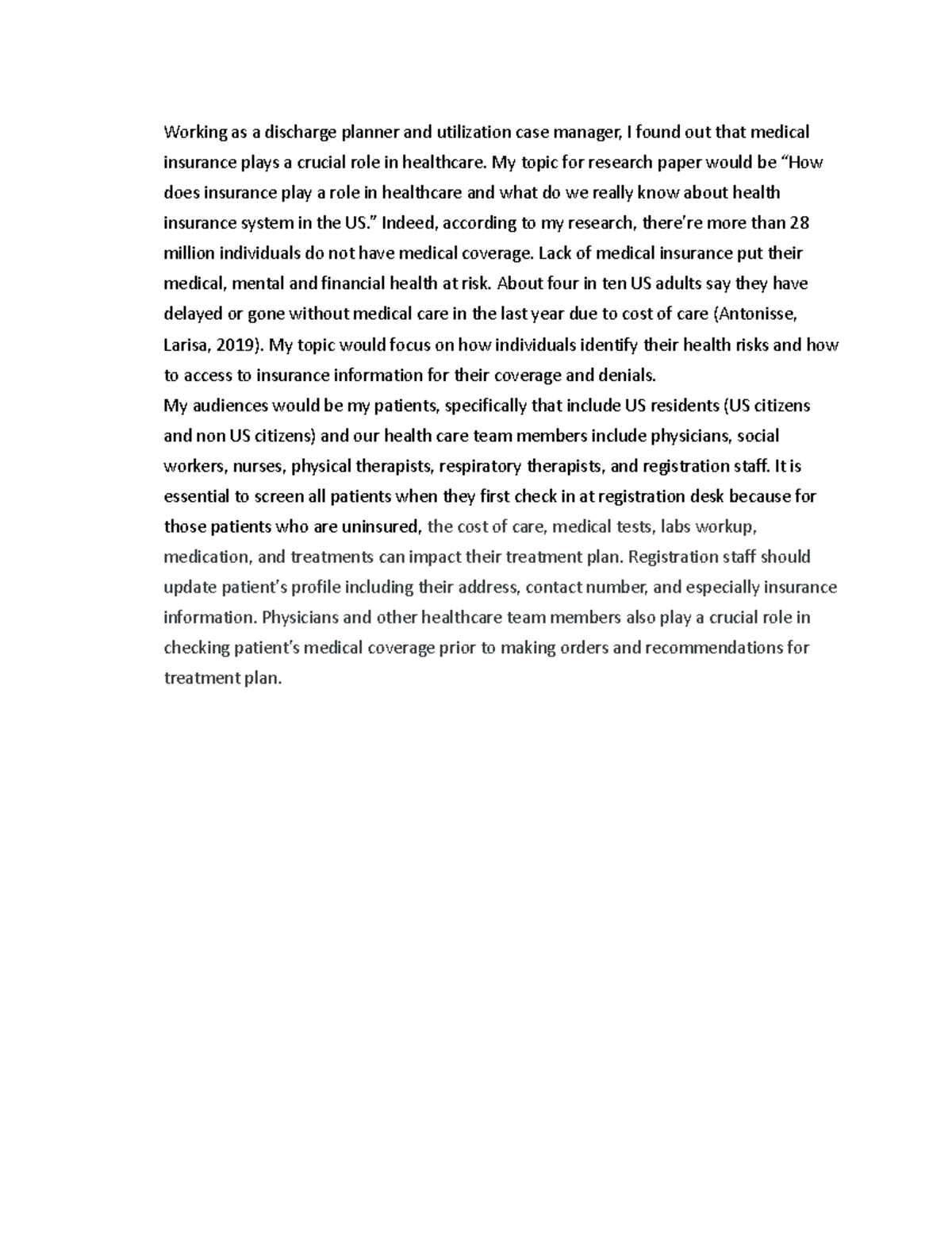 Audiences - Working as a discharge planner and utilization case manager ...