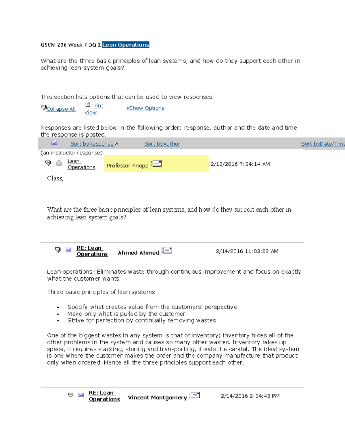GSCM 206 Week 7 DQ 2 Lean Operations - GSCM206 - Studocu