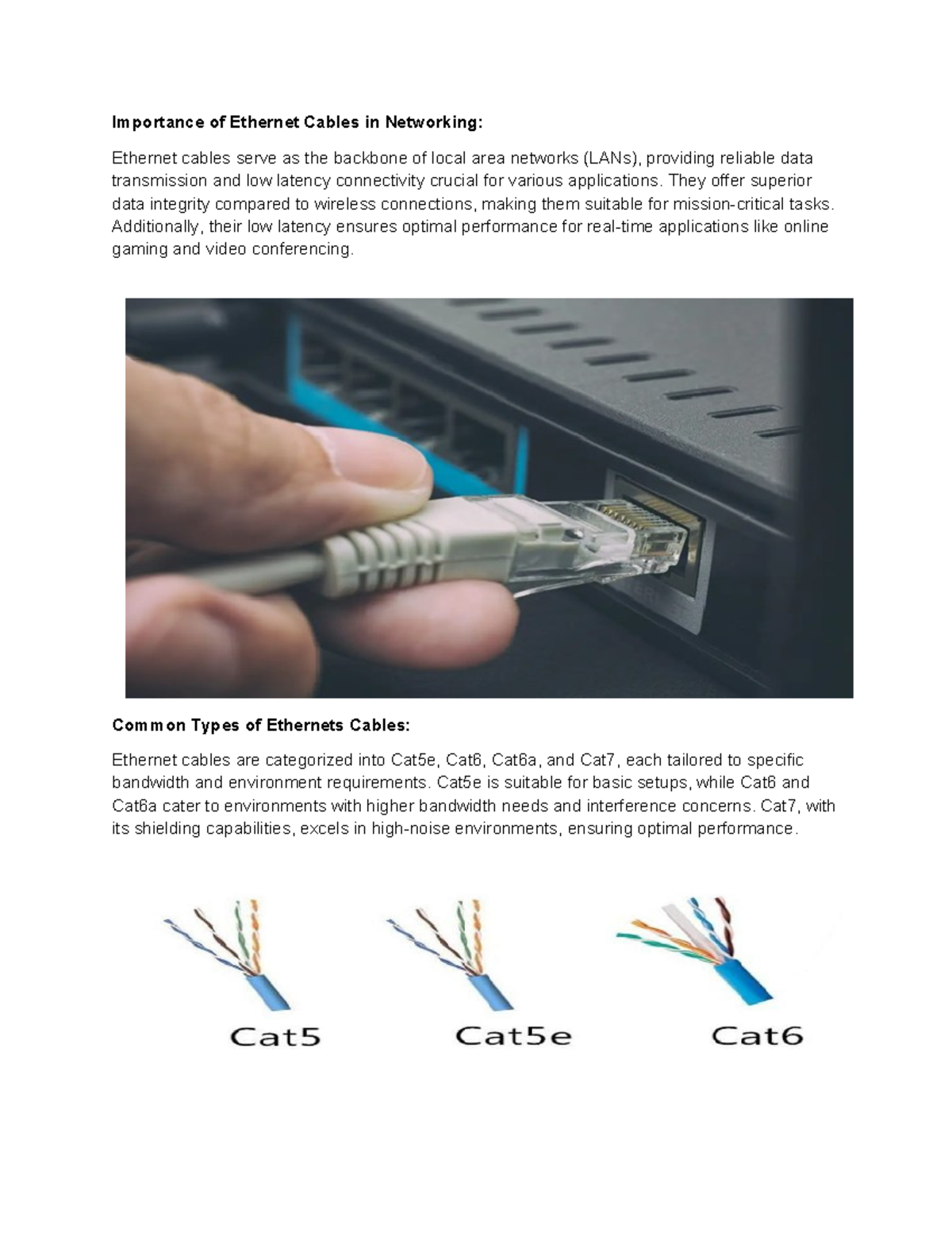 Data connection and networking 1 - Importance of Ethernet Cables in ...