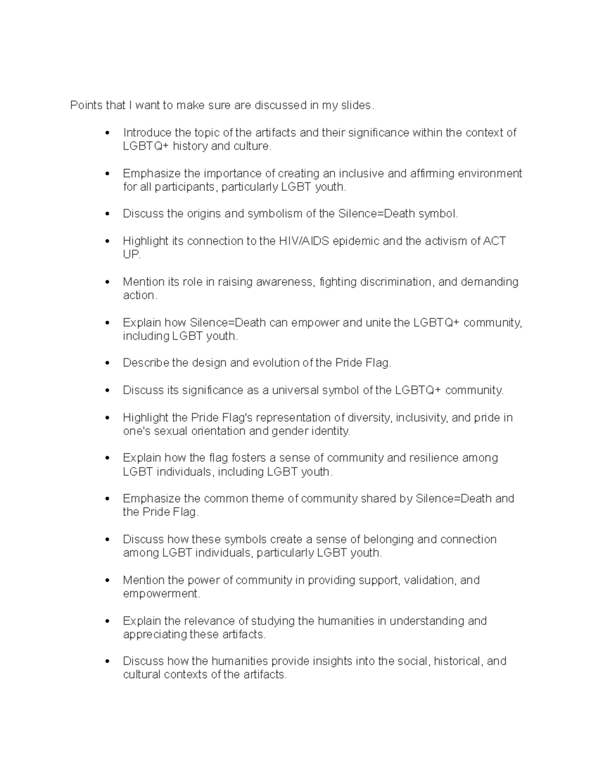 Speaker notes hse - Points that I want to make sure are discussed in my ...