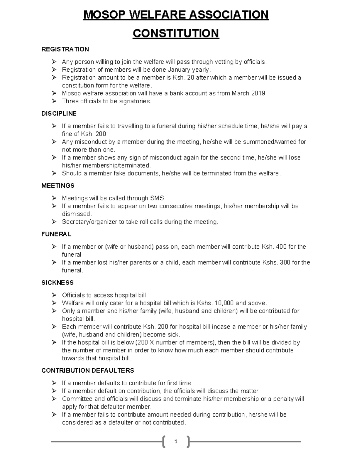 Mosop Welfare Association constitution - 1 MOSOP WELFARE ASSOCIATION CONSTITUTION REGISTRATION ...