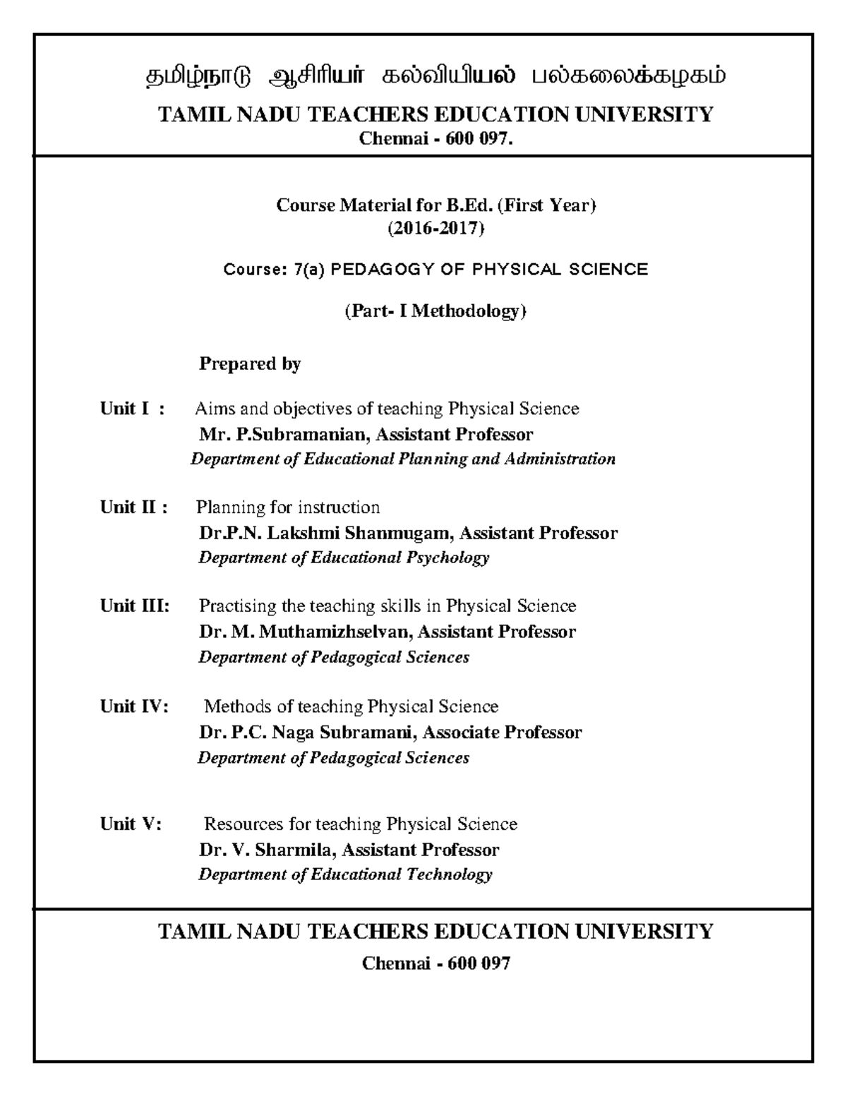 Pedagogy of Physical Science Notes - VUT - Studocu