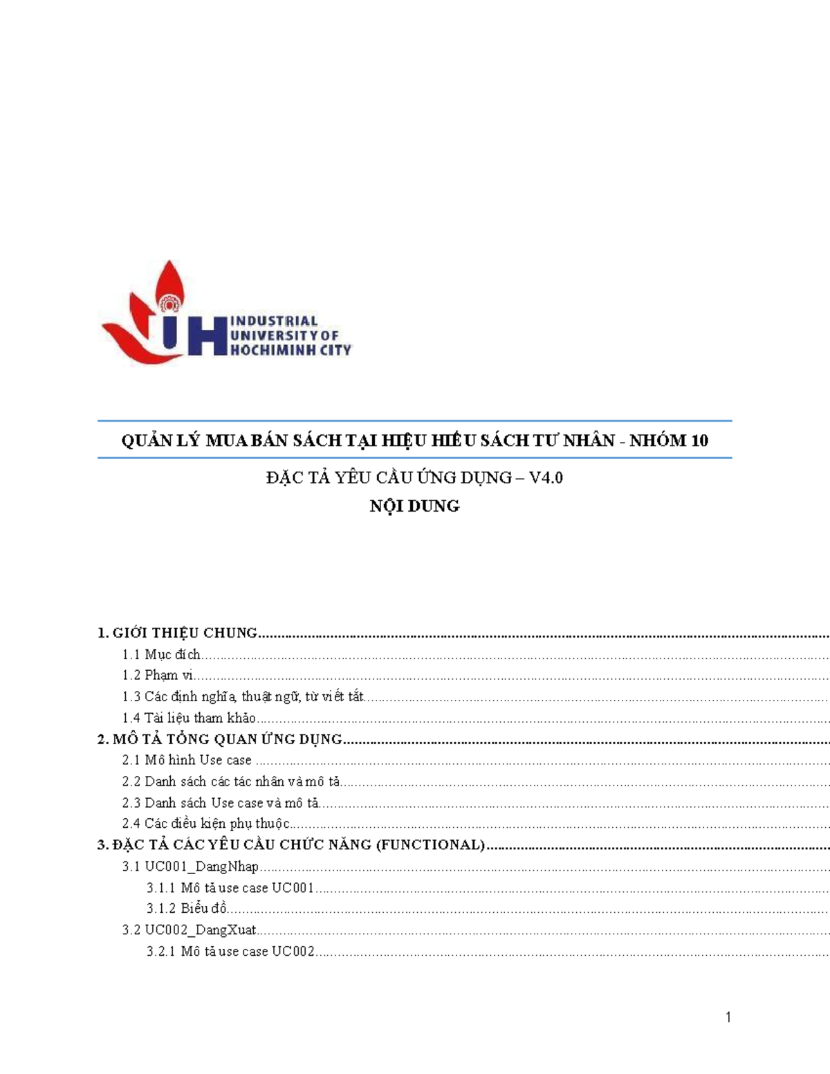 10 3 Application Development SRS v4 - QUẢN LÝ MUA BÁN SÁCH TẠI HIỆU HIẾU SÁCH TƯ NHÂN - NHÓM 10 ...