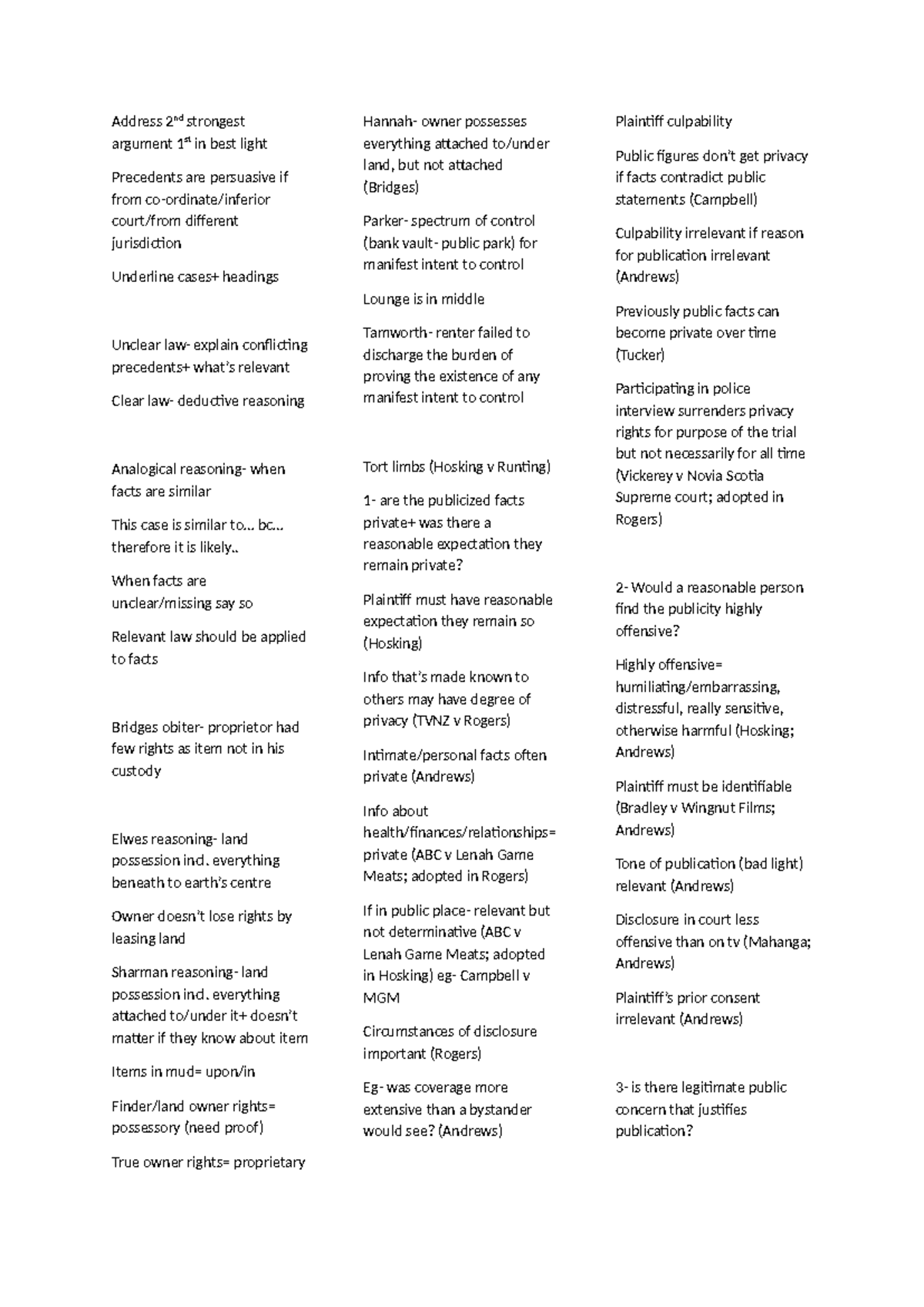 Final cheatsheet - Address 2nd strongest argument 1st in best light ...