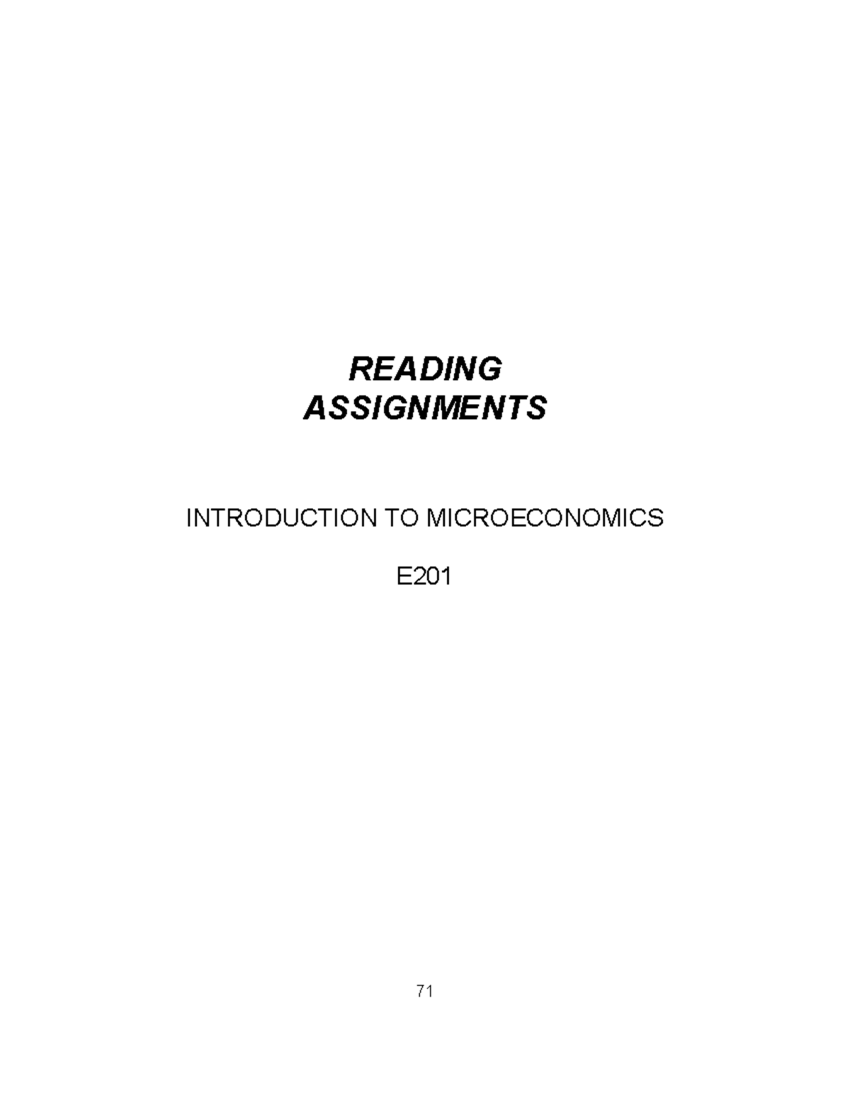 Intro TO Micro Economic - READING ASSIGNMENTS INTRODUCTION TO ...