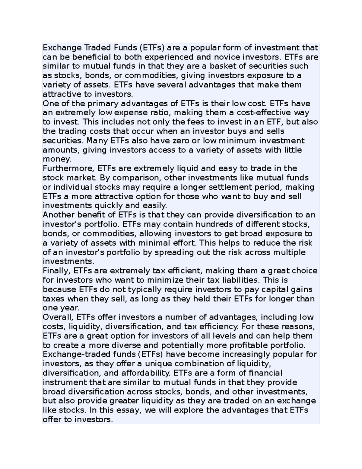 EP 11 - INFORMATIVE - Exchange Traded Funds (ETFs) are a popular form ...