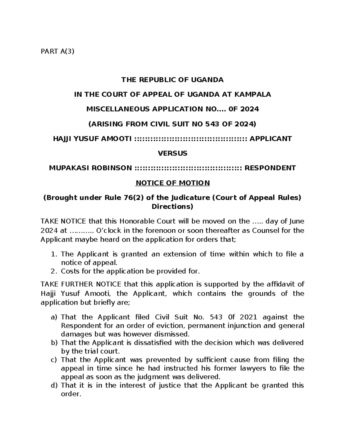 Drafted documents workshop 2 CL Firm C5 - PART A(3) THE REPUBLIC OF ...
