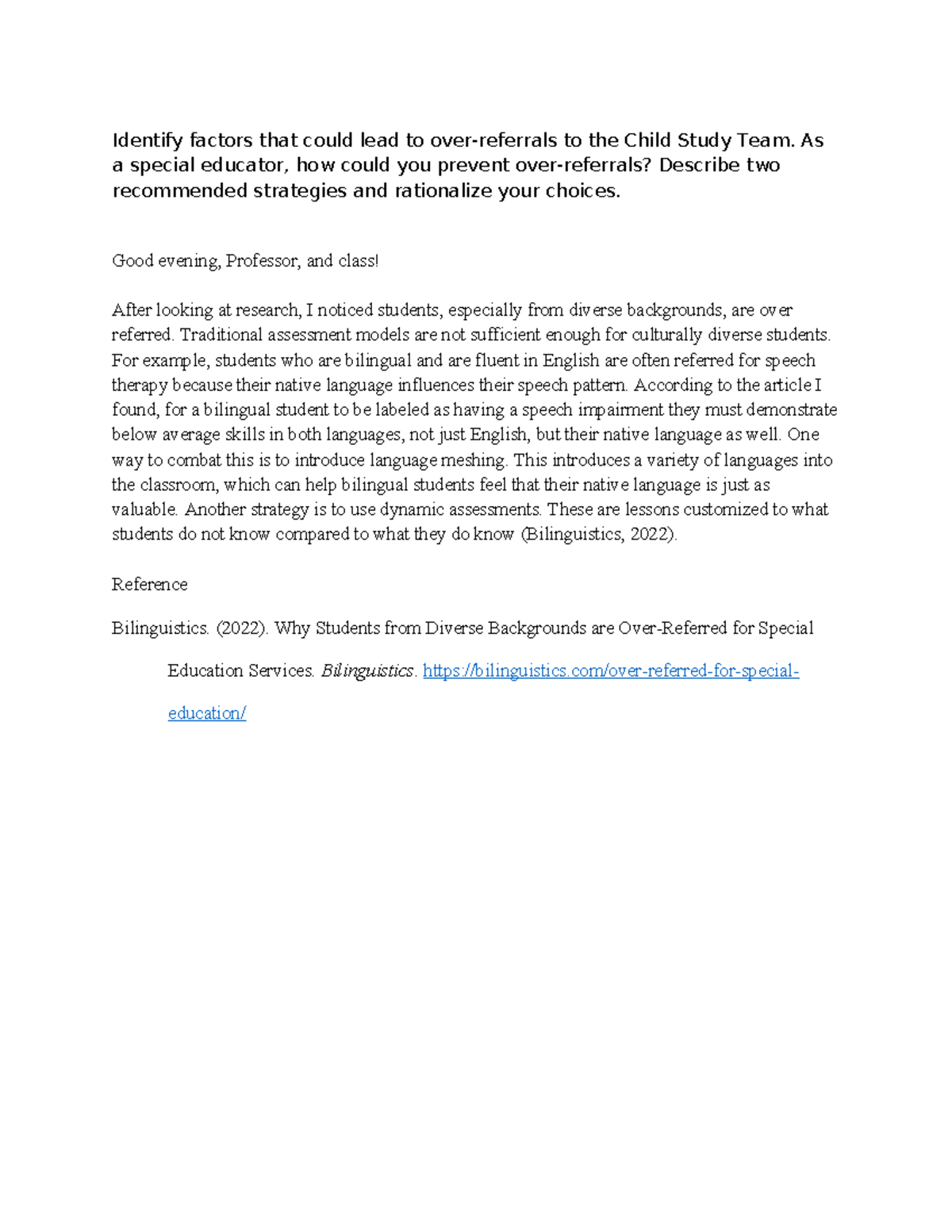 DQ 2 - Topic 4 DQ 2 - Identify factors that could lead to over ...