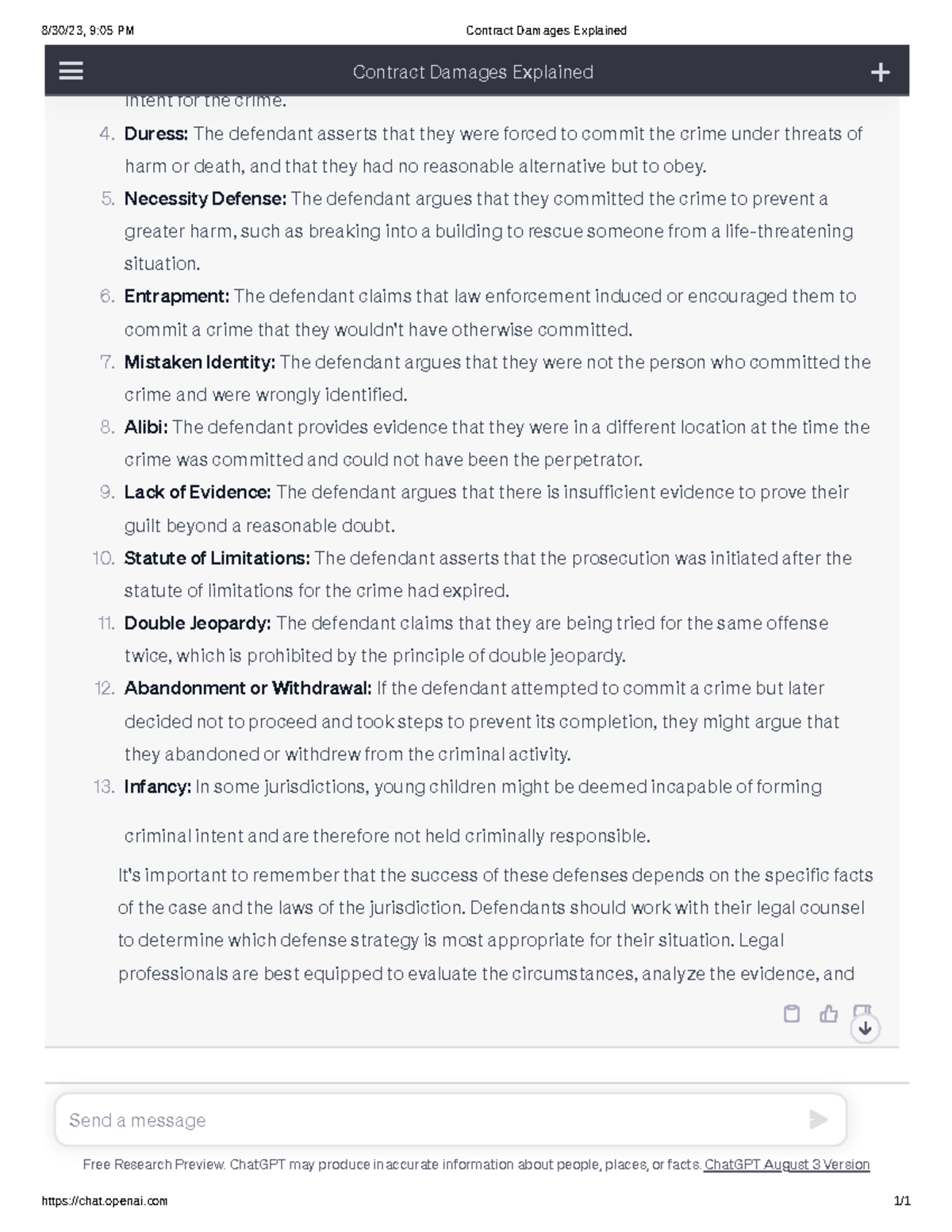 Criminal defenses - work given to law students - 8/30/23, 9:05 PM ...