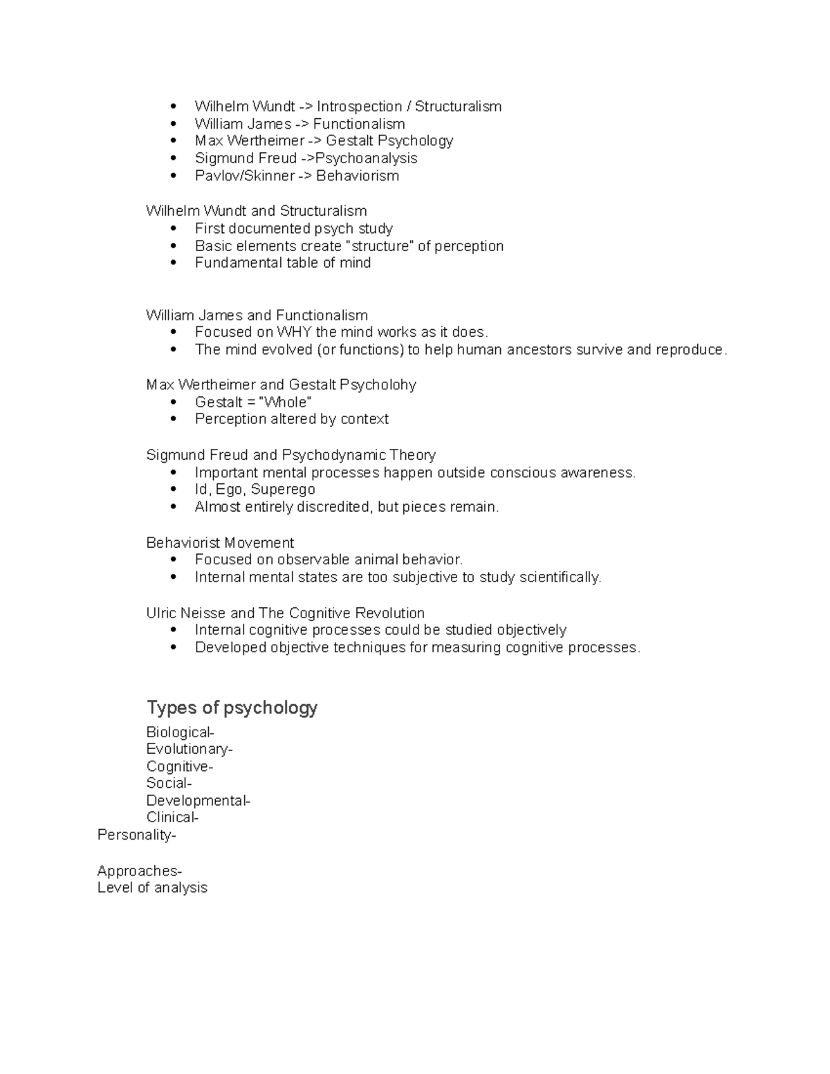 Document - Intro to Psychology - Wilhelm Wundt -> Introspection ...