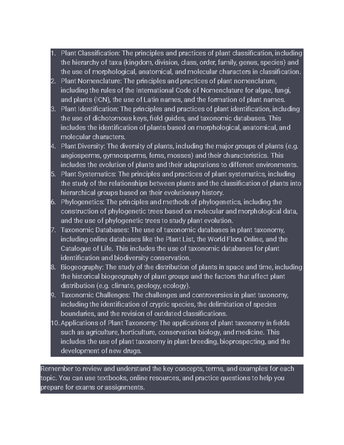 Plant Classification The principles and practices of plant ...