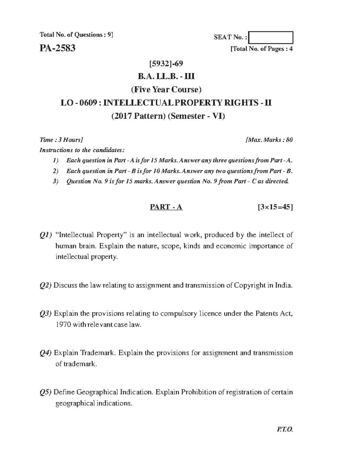 Ipr 2 - Total No. of Questions : 9] [5932]- B. LL. - III (Five Year ...
